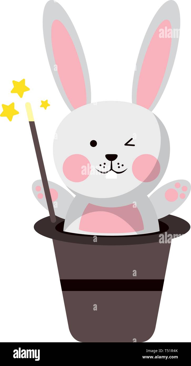 Rabbit in magician hat with stick Stock Vector Image & Art - Alamy