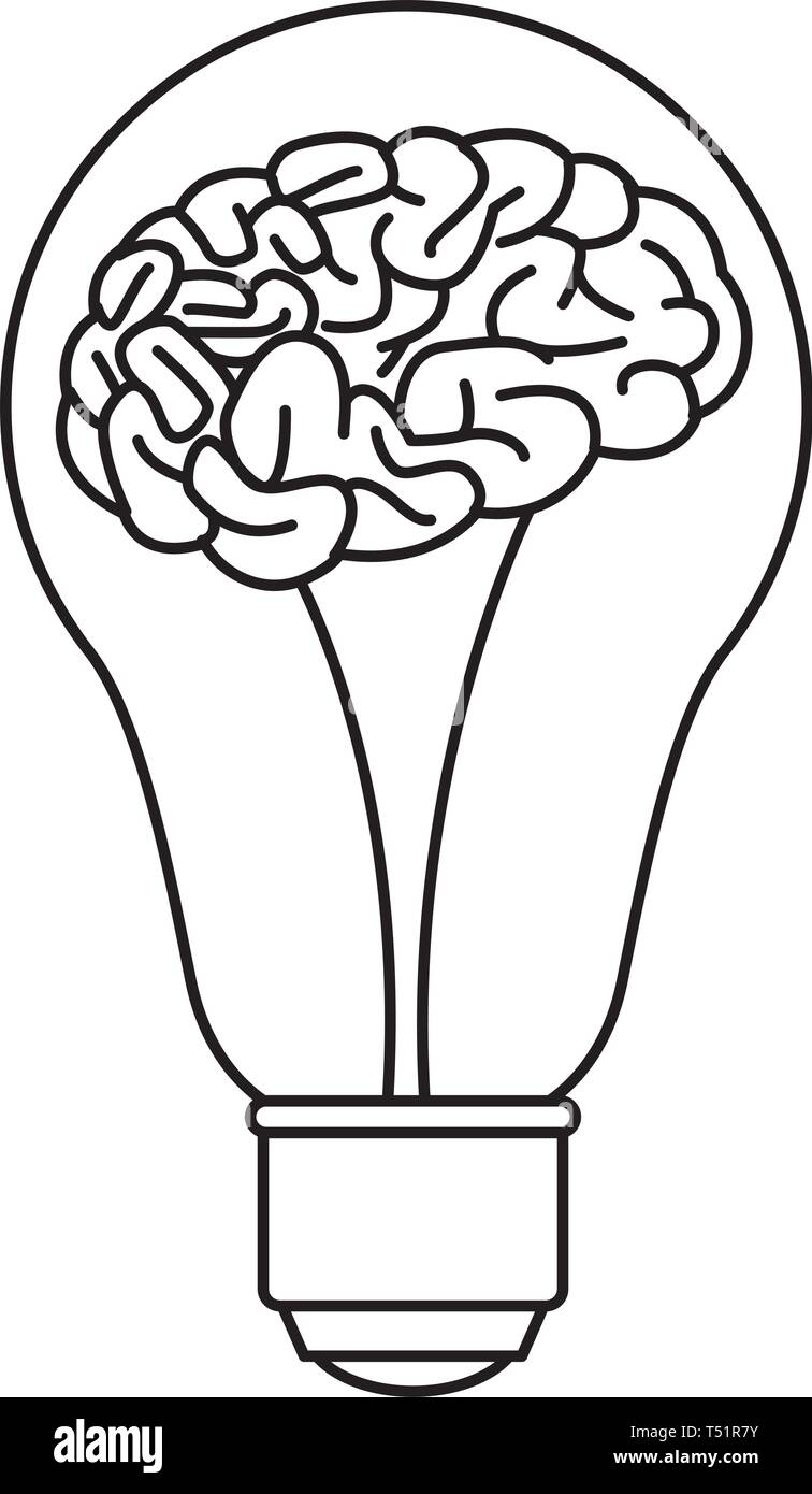 brain into a light bulb black and white Stock Vector Image & Art - Alamy