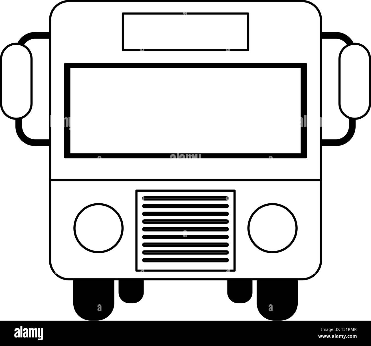 Public bus frontview symbol in black and white Stock Vector Image & Art ...