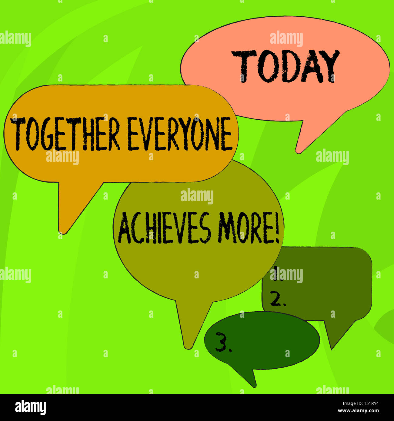 Conceptual hand writing showing Together Everyone Achieves More ...