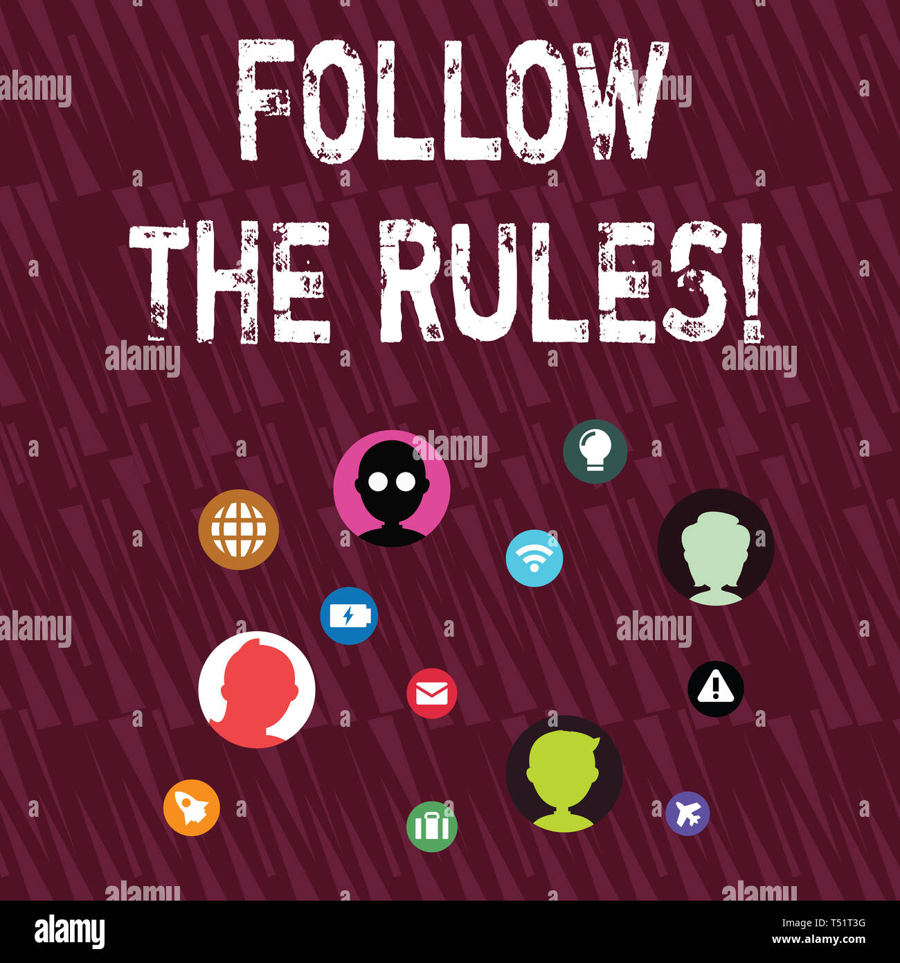 Text sign showing Follow The Rules. Business photo showcasing go with ...