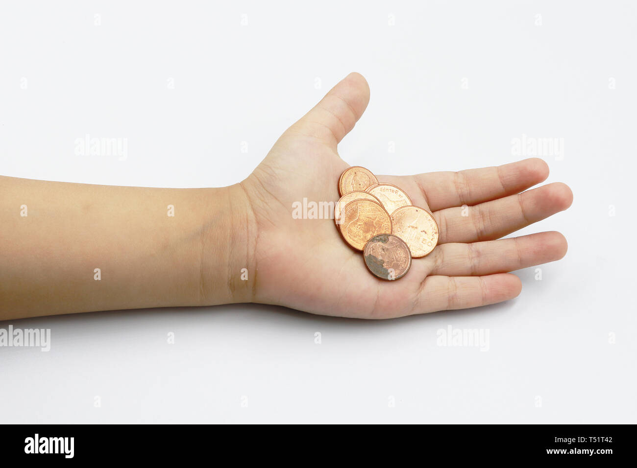 Coins to a child money for kids hi-res stock photography and images - Alamy