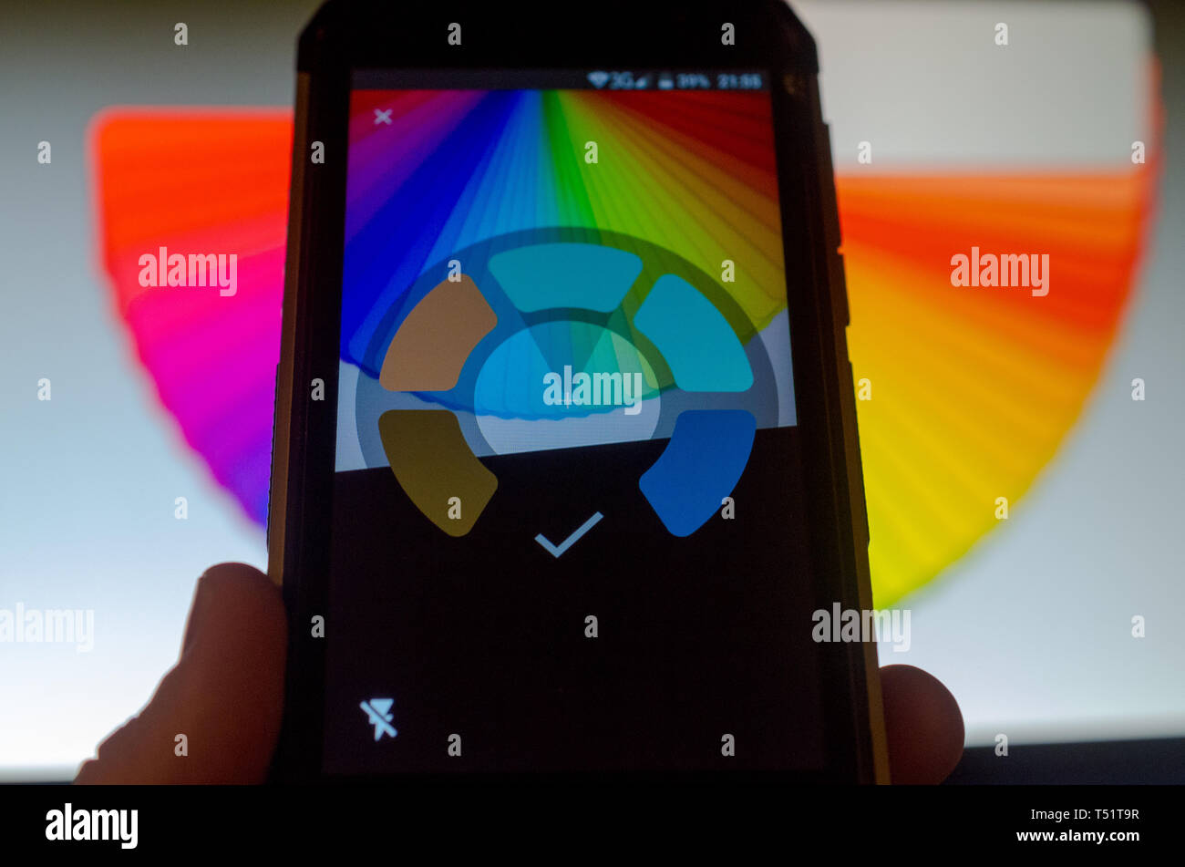 Electronic color palettes between a smartphone and a laptop Stock Photo ...