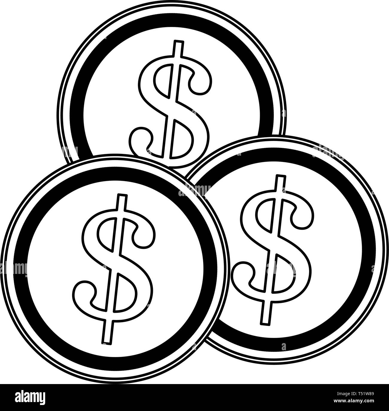 Cartoon Coin Black And White