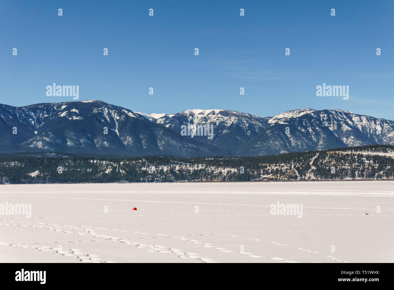 early spring landscape of frozen Windermere Lake Regional District of ...
