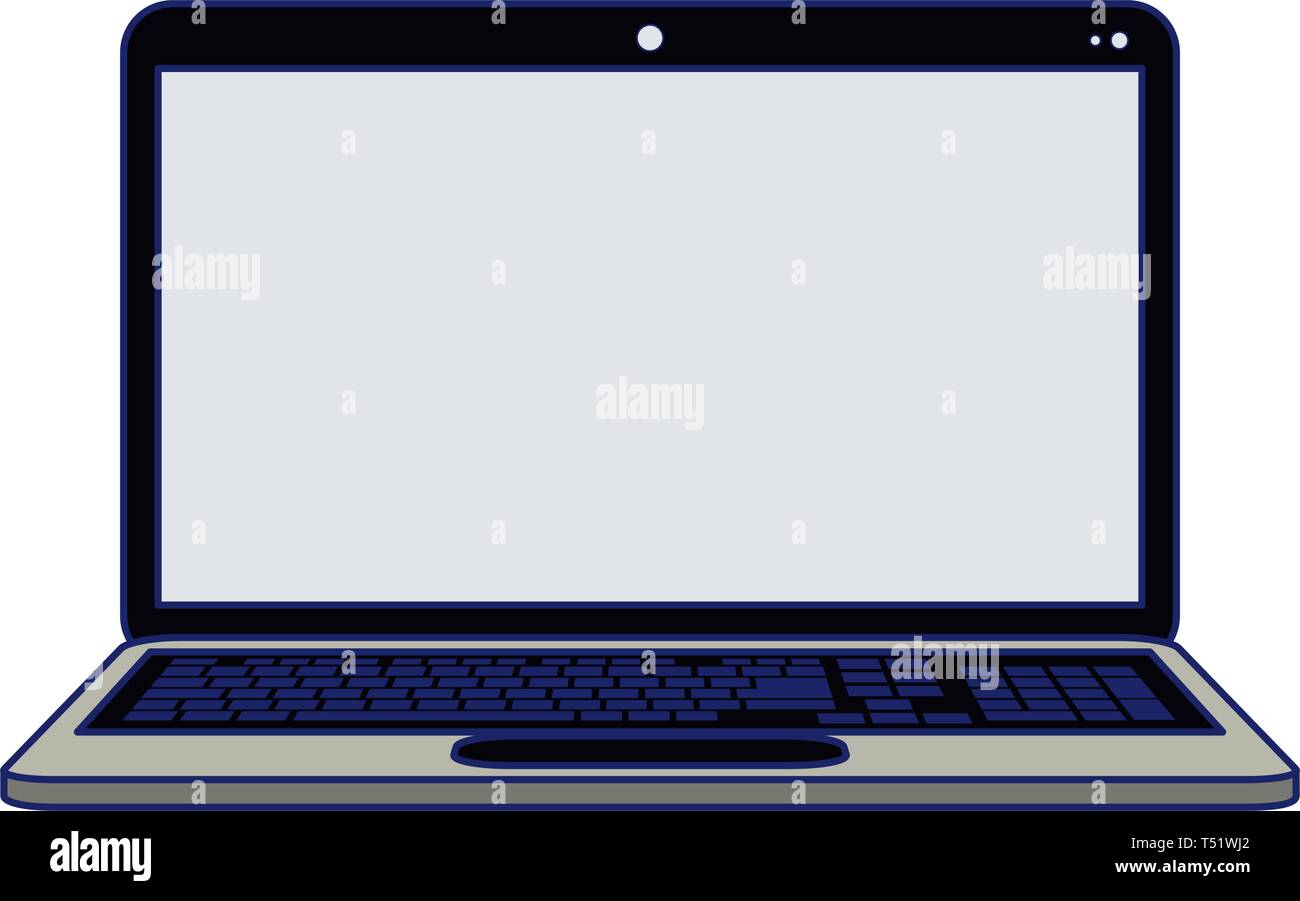 Laptop computer technology frontview blue lines Stock Vector Image ...