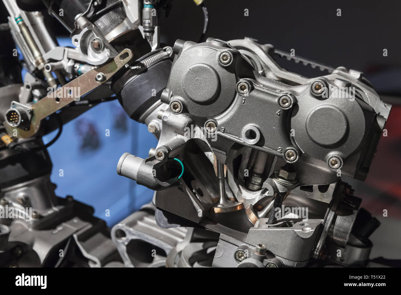 Motorcycle engine, industrial model with cross-sections, cylinder block ...