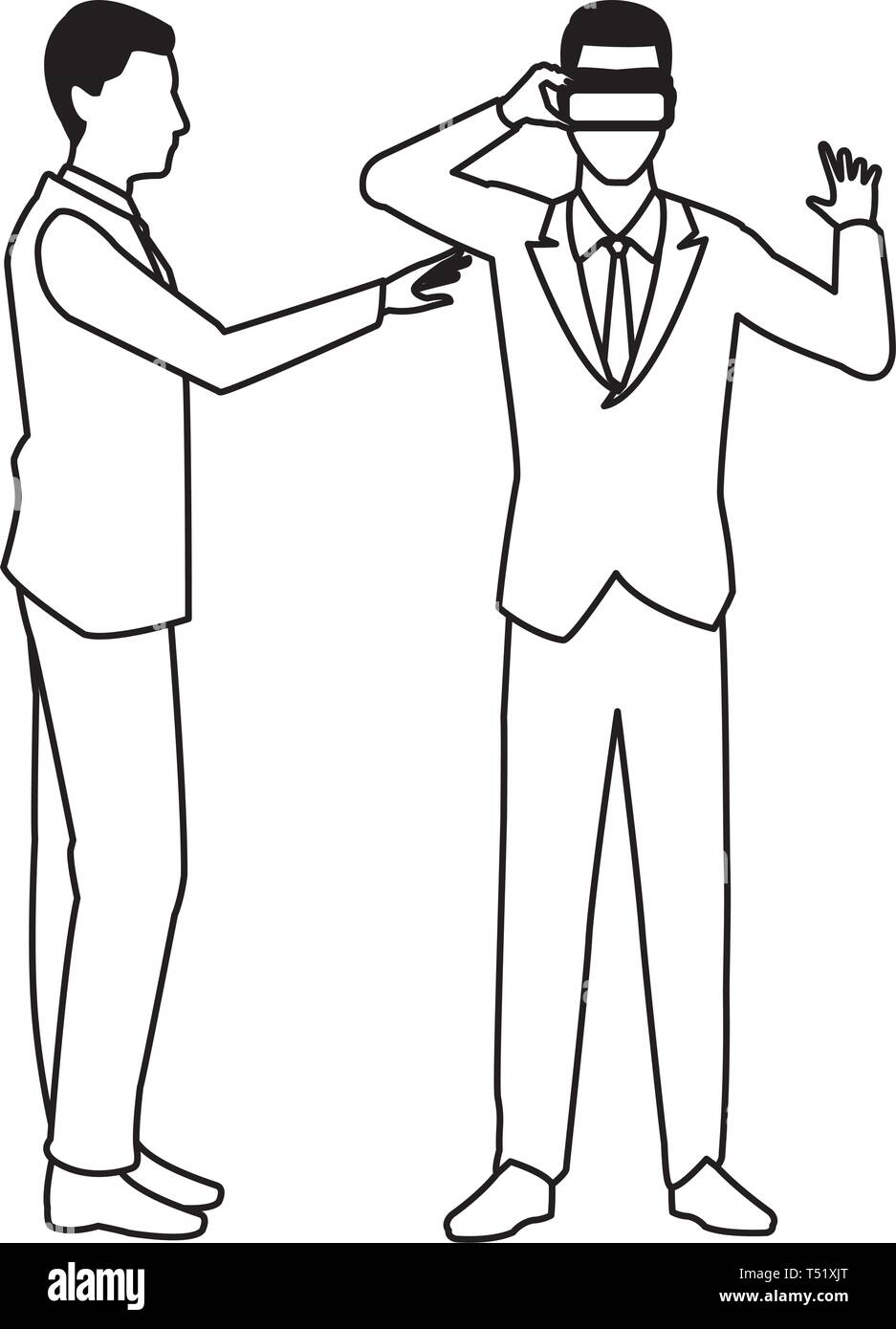 businessmen wearing virtual reality headset black and white Stock ...