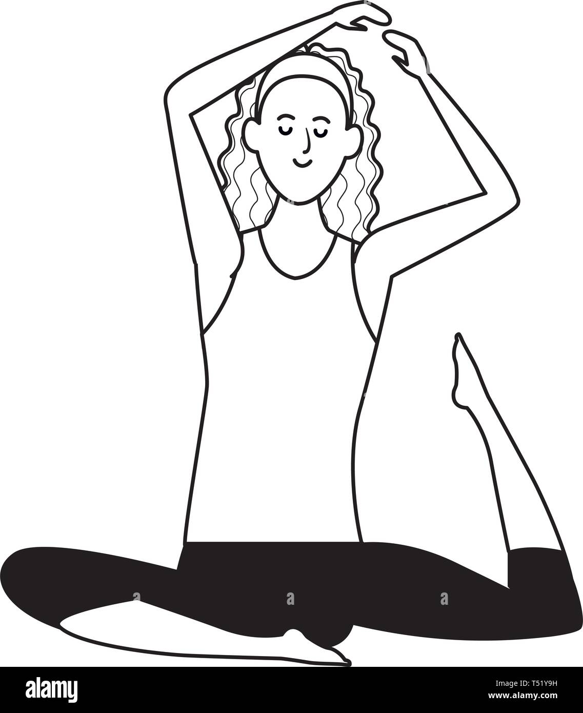 woman yoga pose black and white Stock Vector Image & Art - Alamy