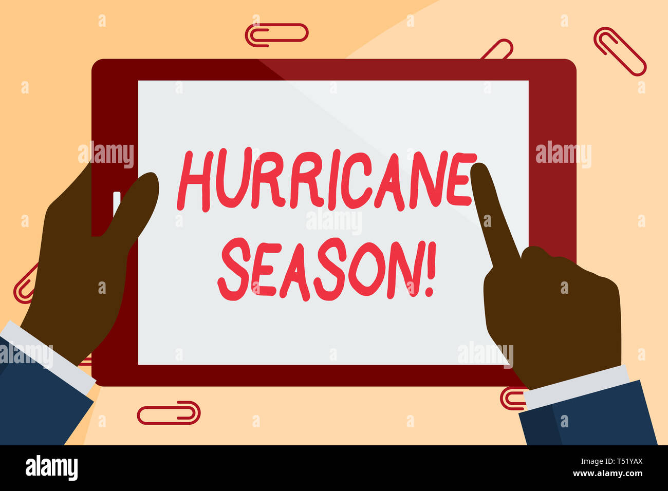 Writing note showing Hurricane Season. Business concept for time when ...