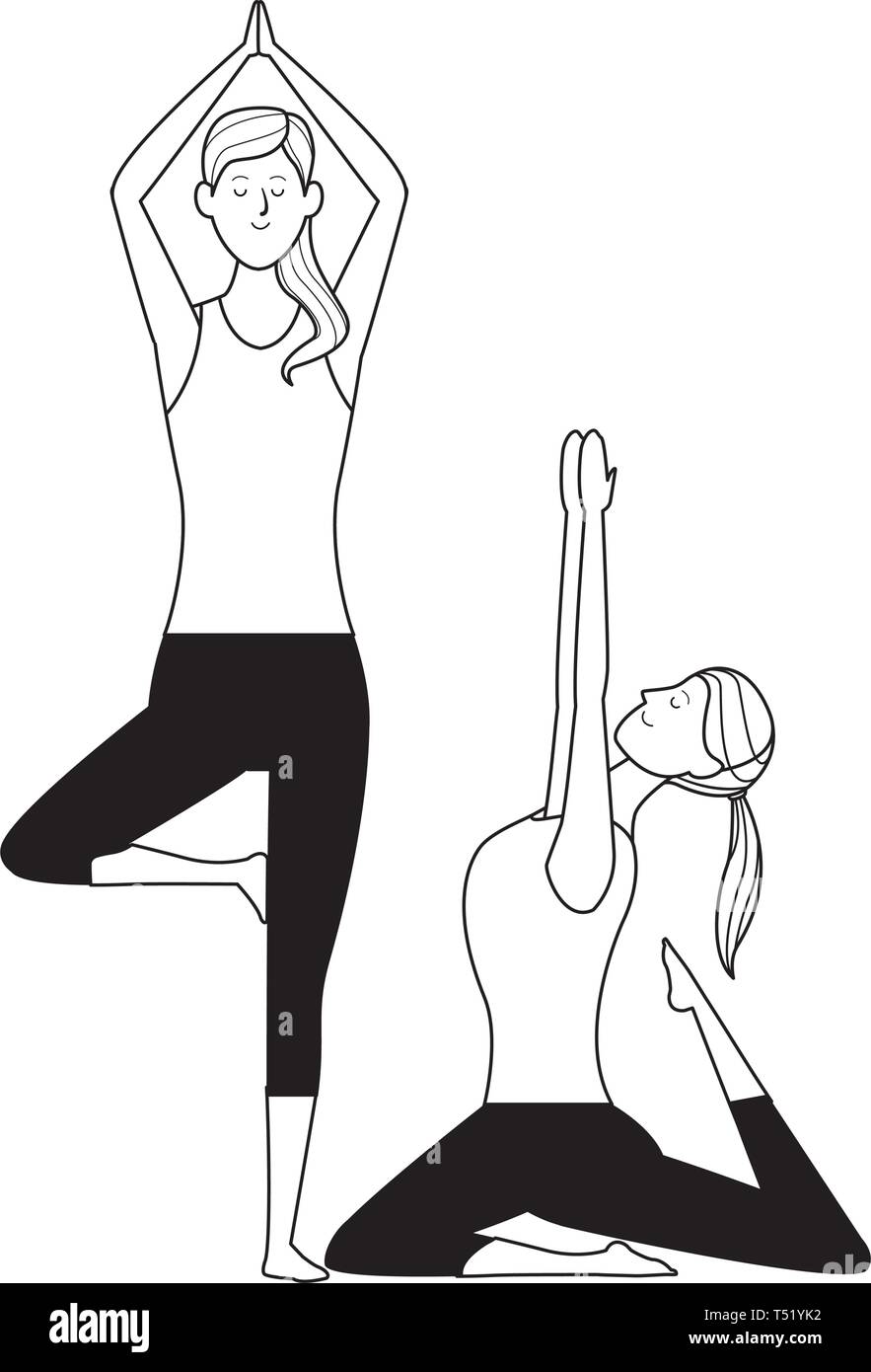 women yoga poses black and white Stock Vector Image & Art - Alamy