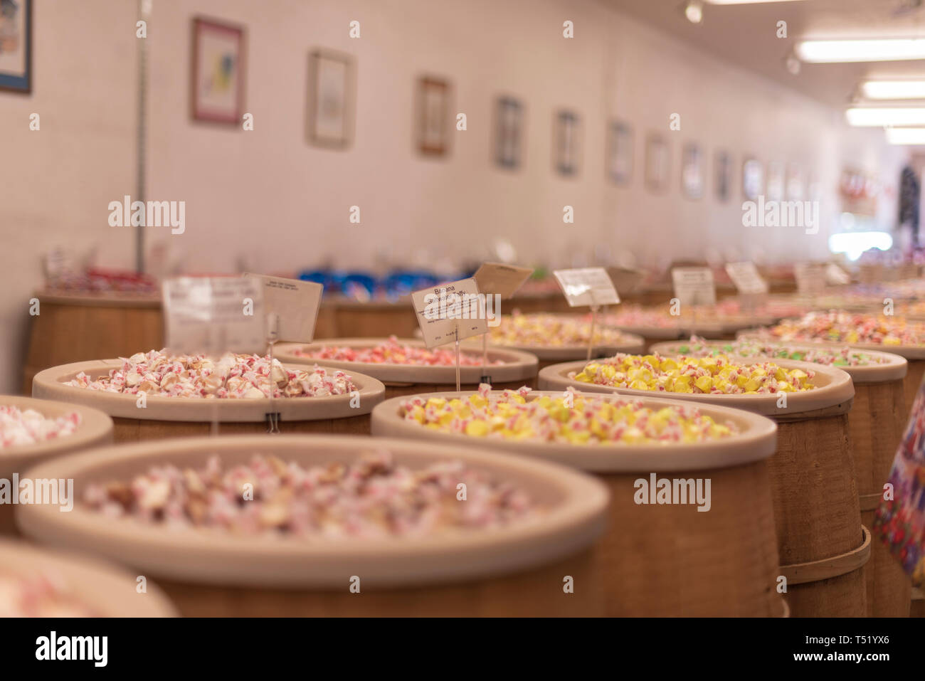 Barrels of different kind of candy in candy store Stock Photo - Alamy