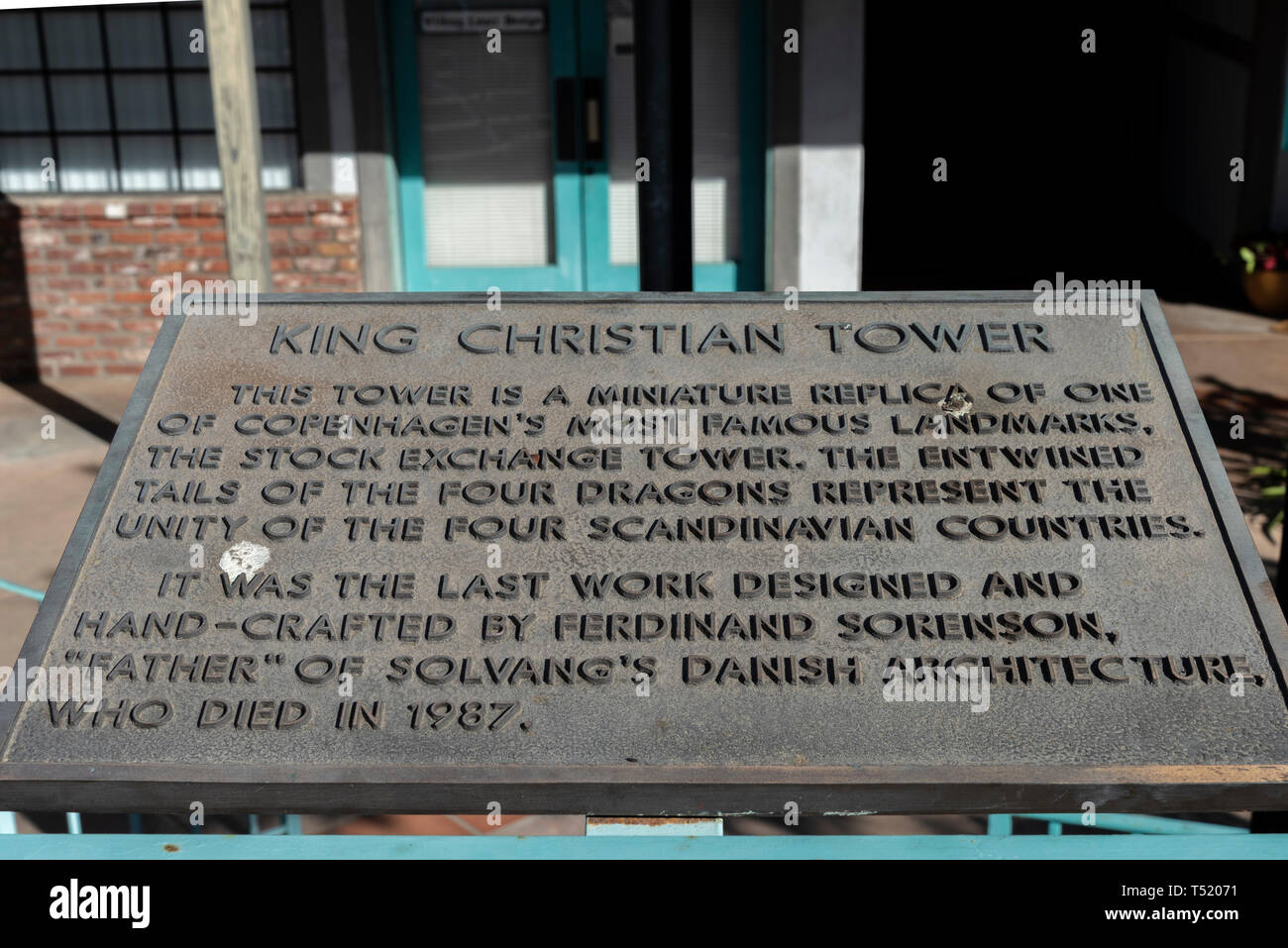Bronze plaque depicting King Christian Tower Stock Photo - Alamy