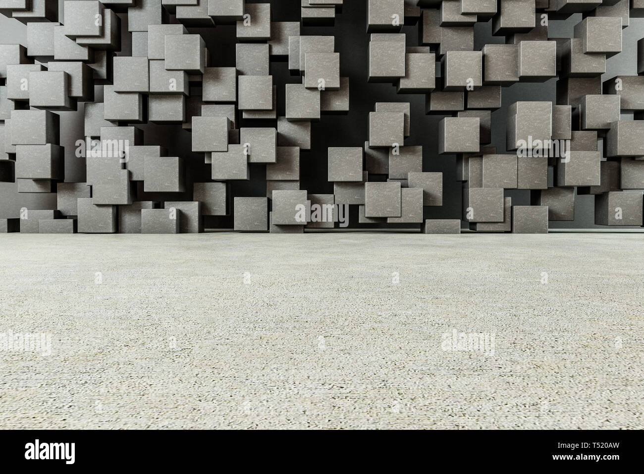 3d rendering, creative cubes wall with floor, computer digital image ...