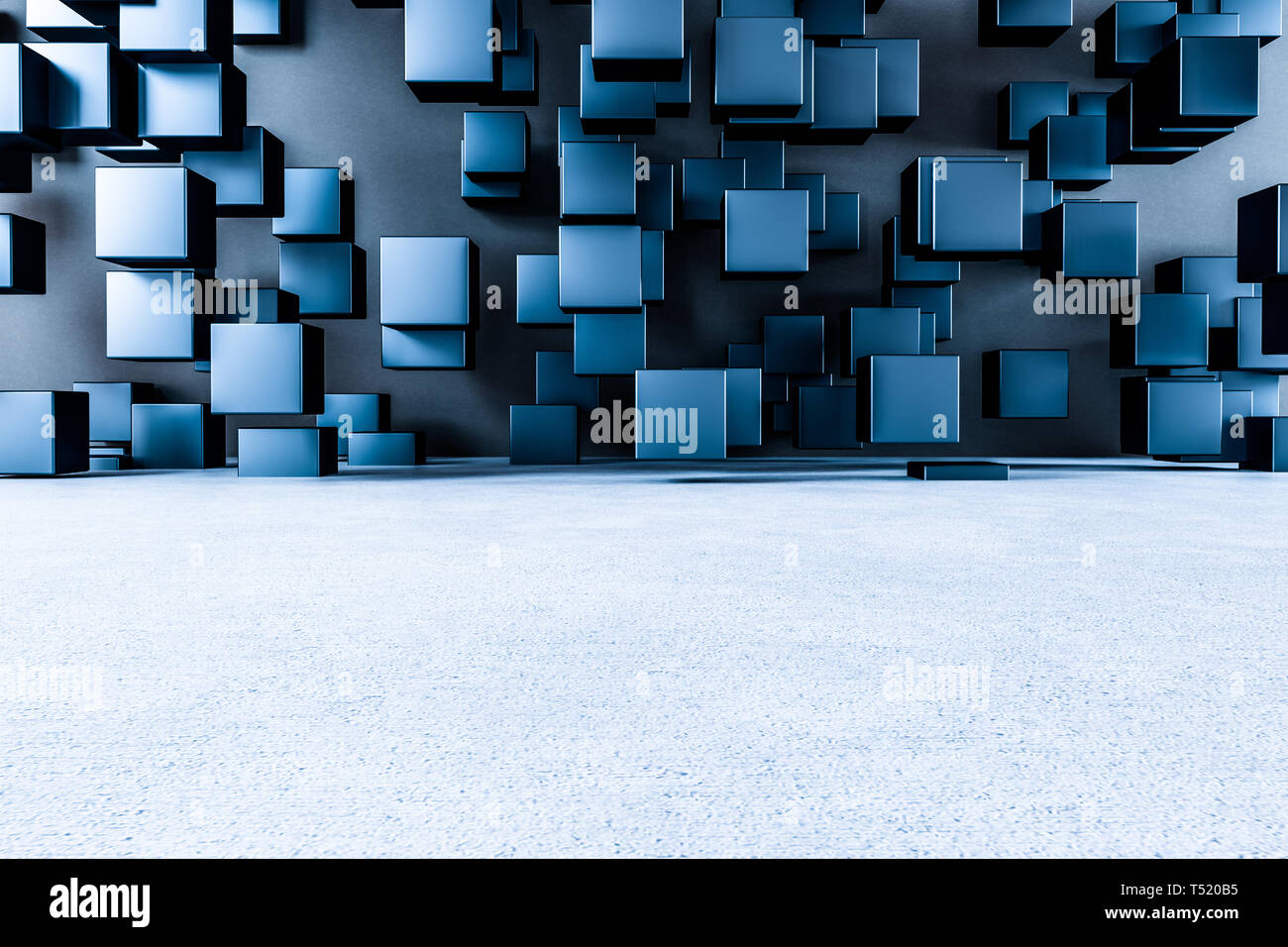 3d rendering, creative cubes wall with floor, computer digital image ...