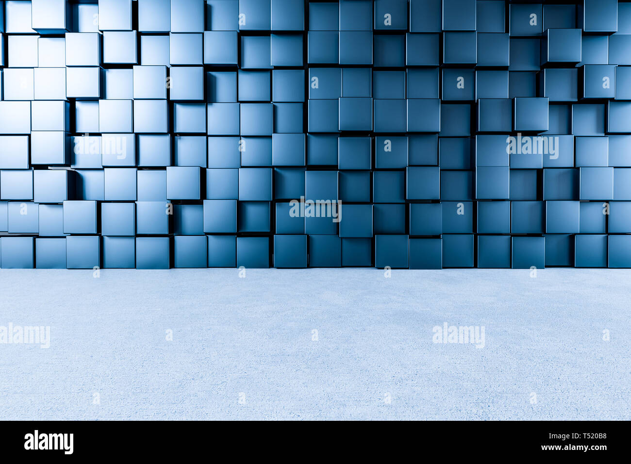 3d rendering, creative cubes wall with floor, computer digital image ...