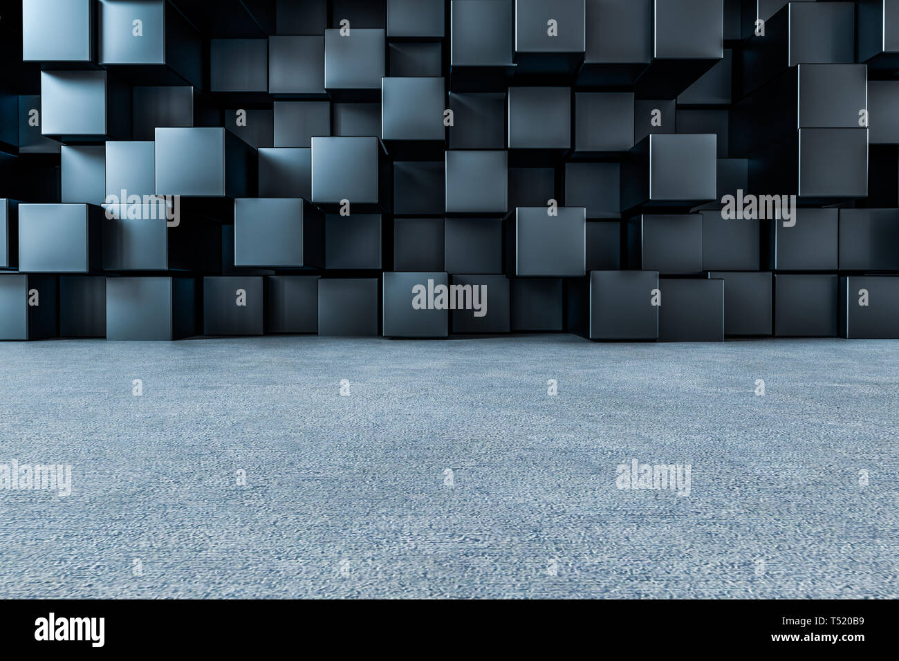 3d rendering, creative cubes wall with floor, computer digital image ...