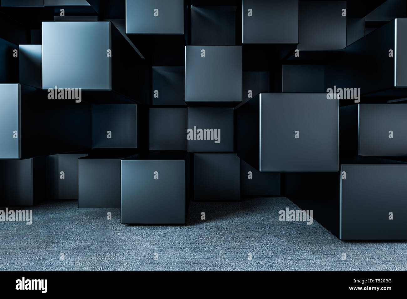 3d rendering, creative cubes wall with floor, computer digital image ...