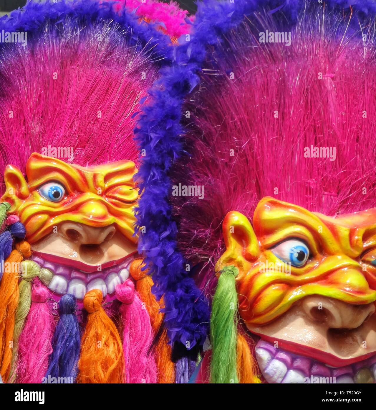 Colorful monster masks at the Carnival of Pasto in Colombia Stock Photo ...