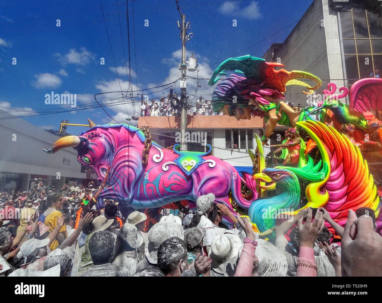 PASTO / COLOMBIA - JANUARY 6 2015: People celebrating at Pasto carnival ...