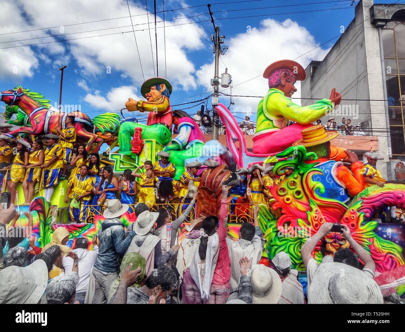 PASTO / COLOMBIA - JANUARY 6 2015: People celebrating at Pasto carnival ...