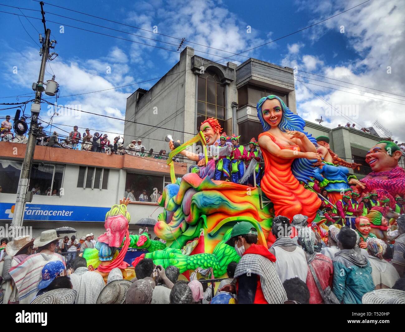 PASTO / COLOMBIA - JANUARY 6 2015: People celebrating at Pasto carnival ...