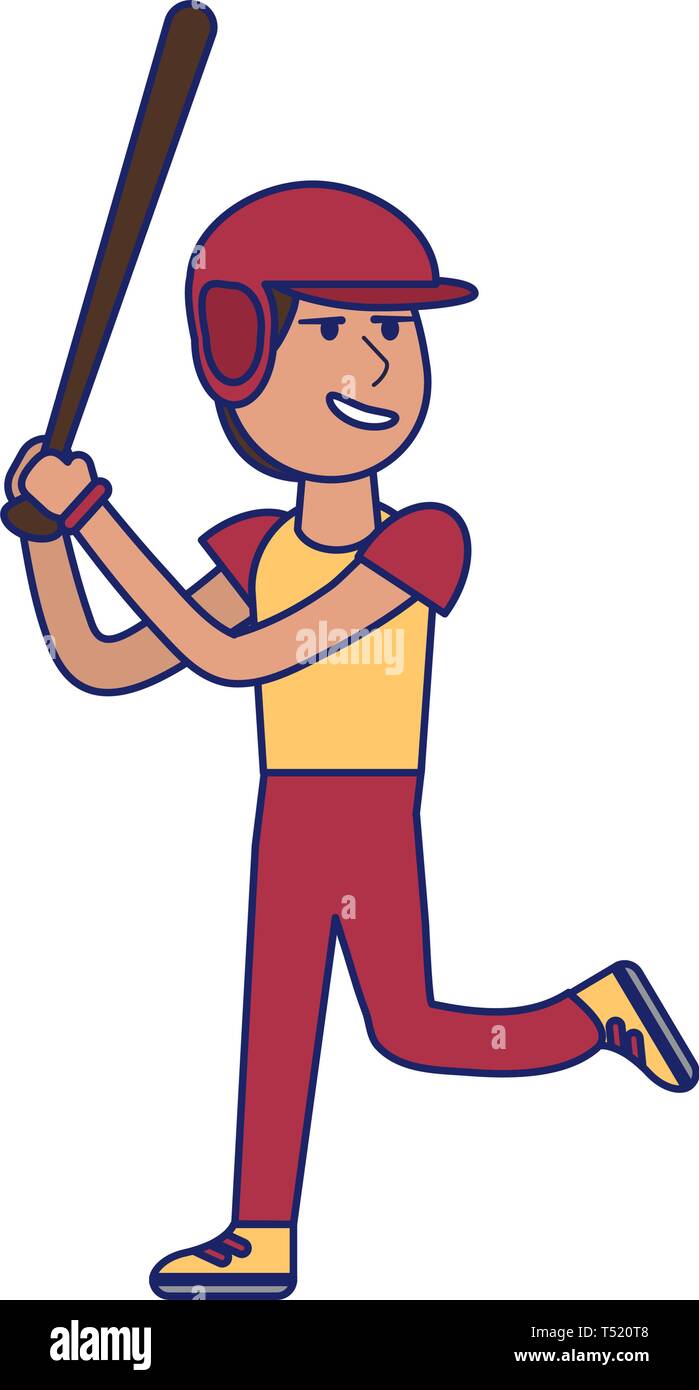 Baseball player with bat cartoon blue lines Stock Vector Image & Art ...