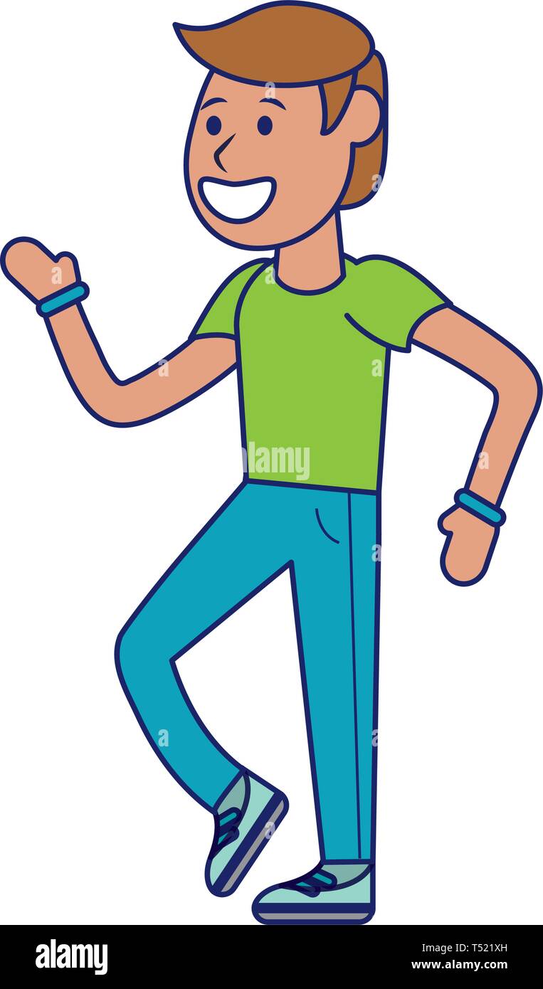 Fitness man dancing cartoon blue lines Stock Vector Image & Art - Alamy