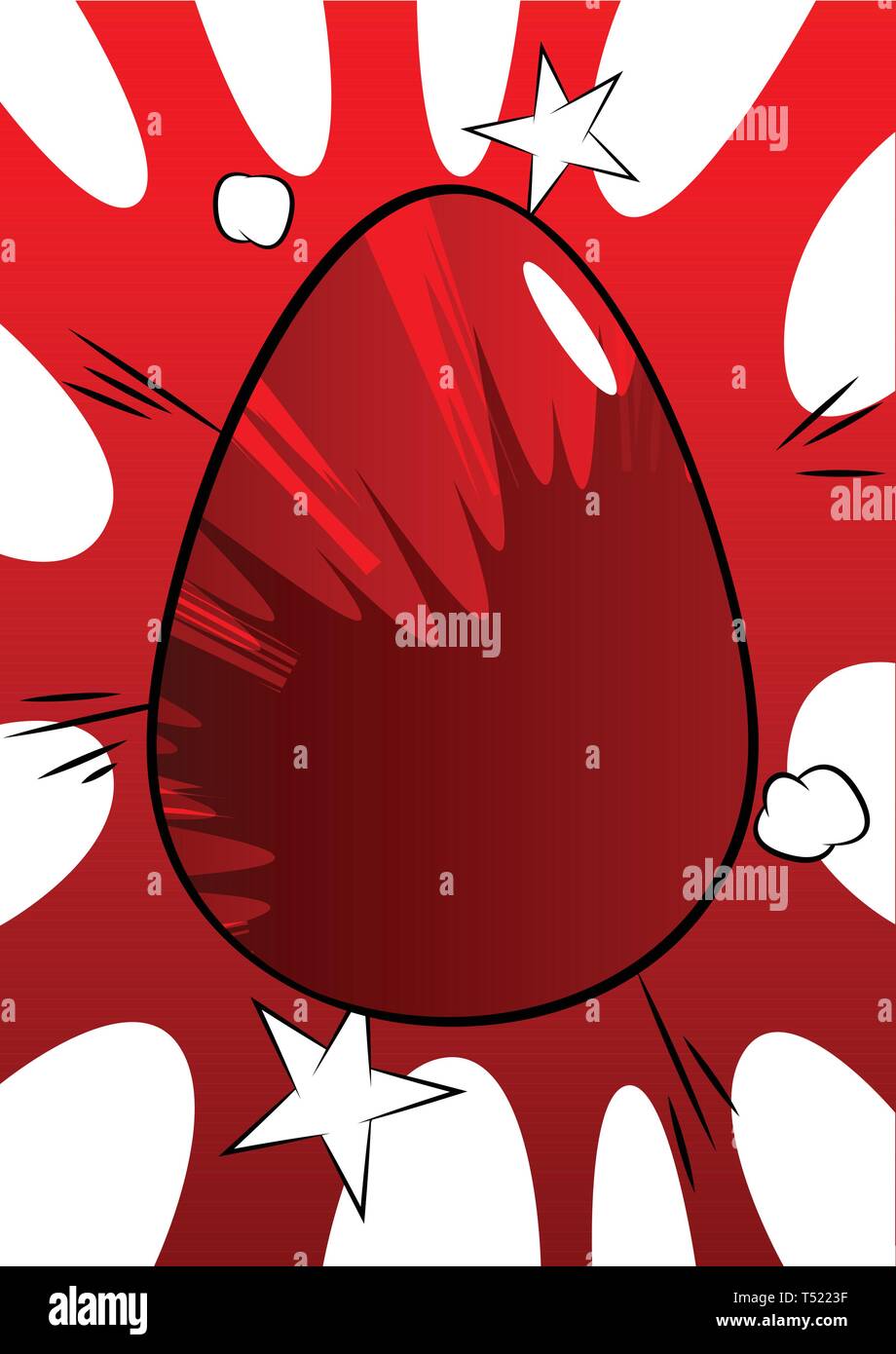 Vector cartoon red Easter egg. Illustrated holiday sign on comic book ...