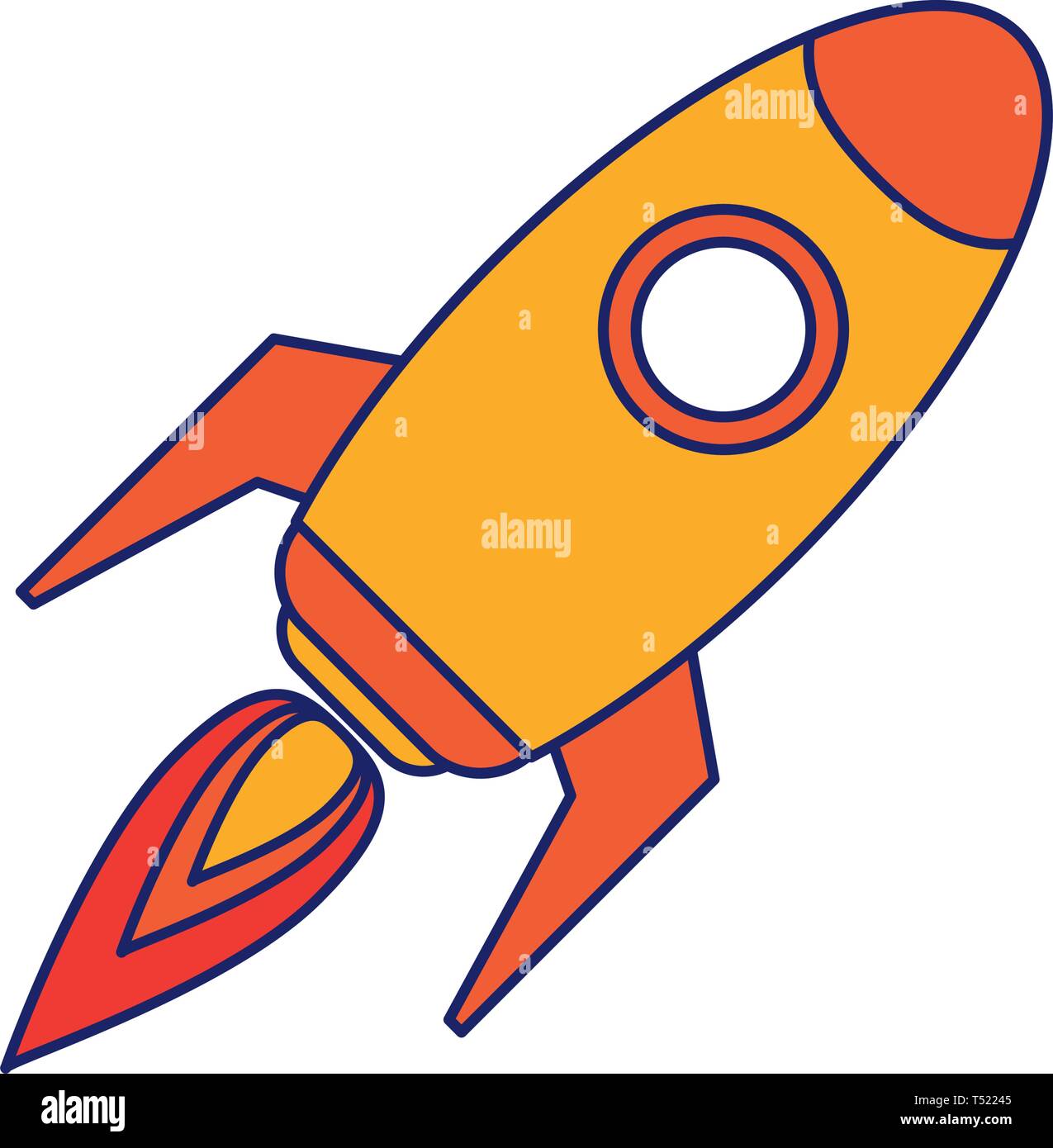Rocket spaceship taking off symbol blue lines Stock Vector Image & Art ...