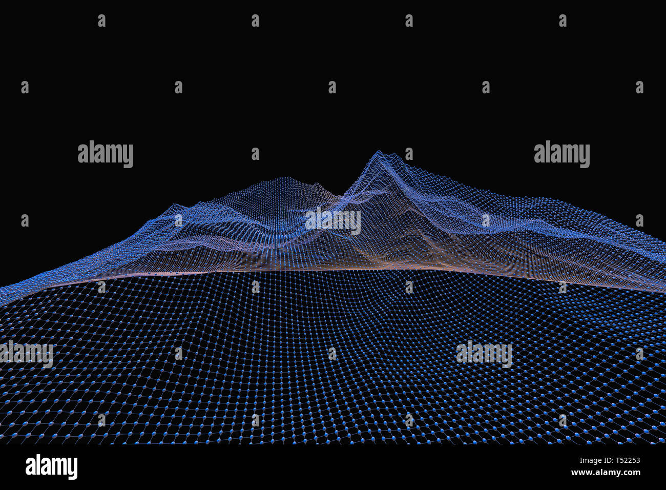 3d rendering, flow dot with gradient background, computer digital ...