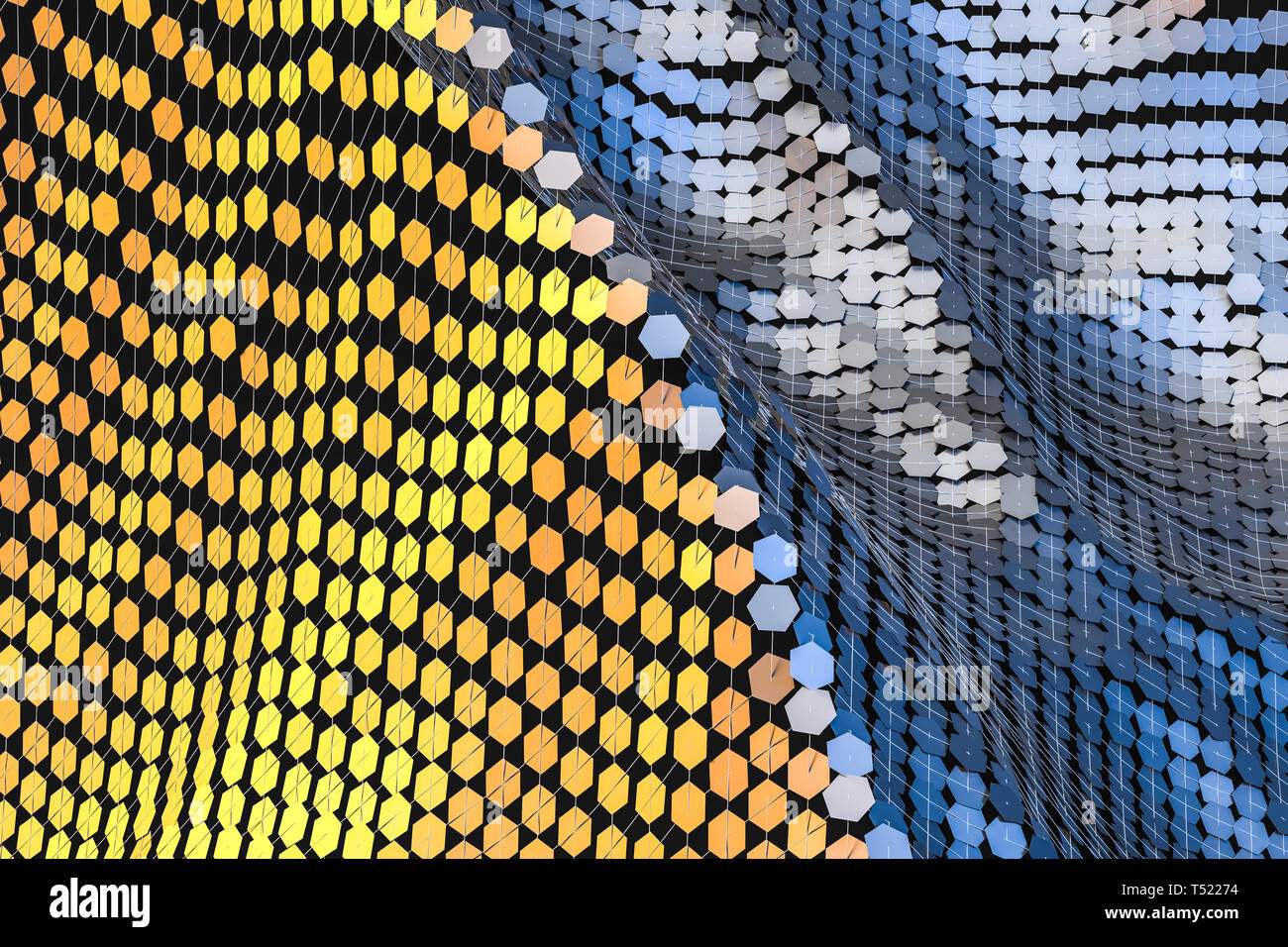 3d rendering, flow dot with gradient background, computer digital ...