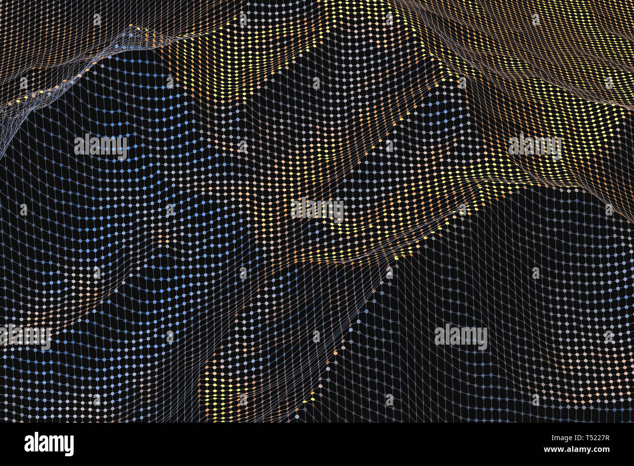 3d rendering, flow dot with gradient background, computer digital ...