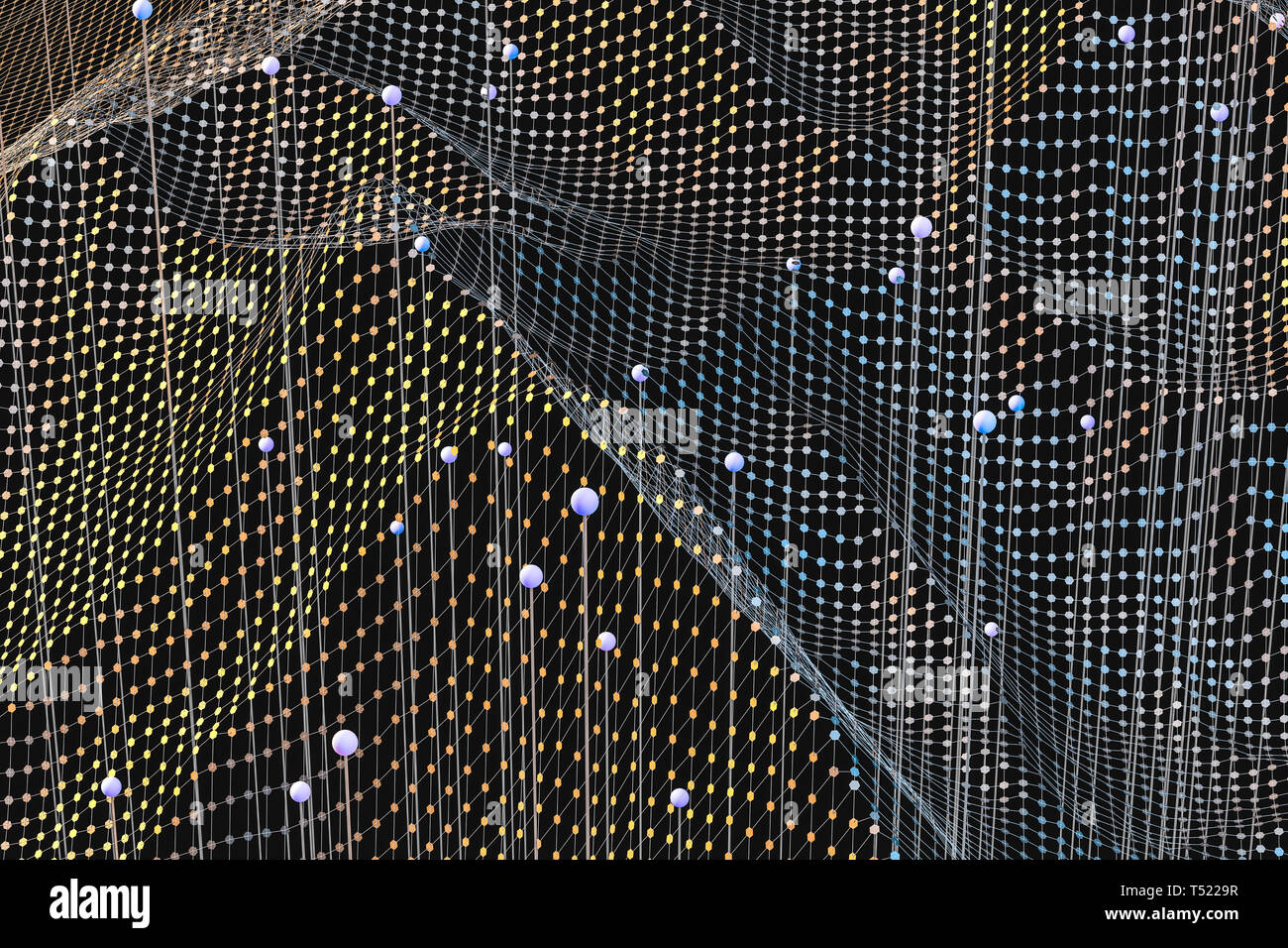 3d rendering, flow dot with gradient background, computer digital ...