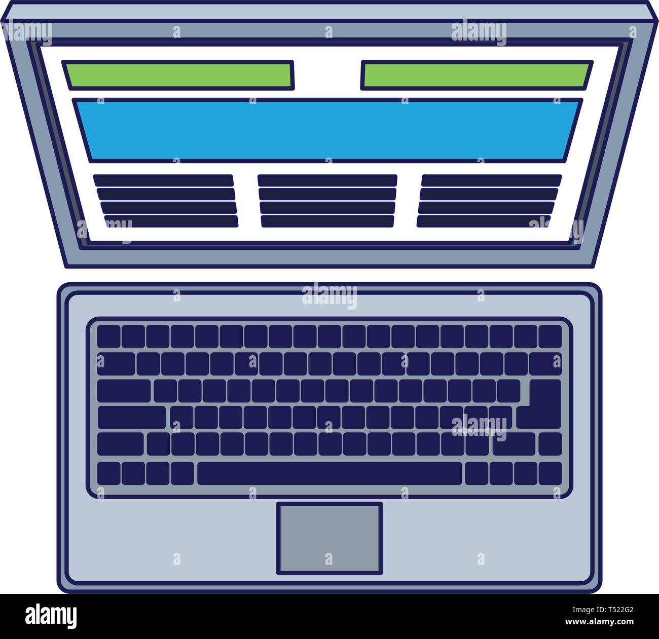 Laptop open computer topview symbol blue lines Stock Vector Image & Art ...
