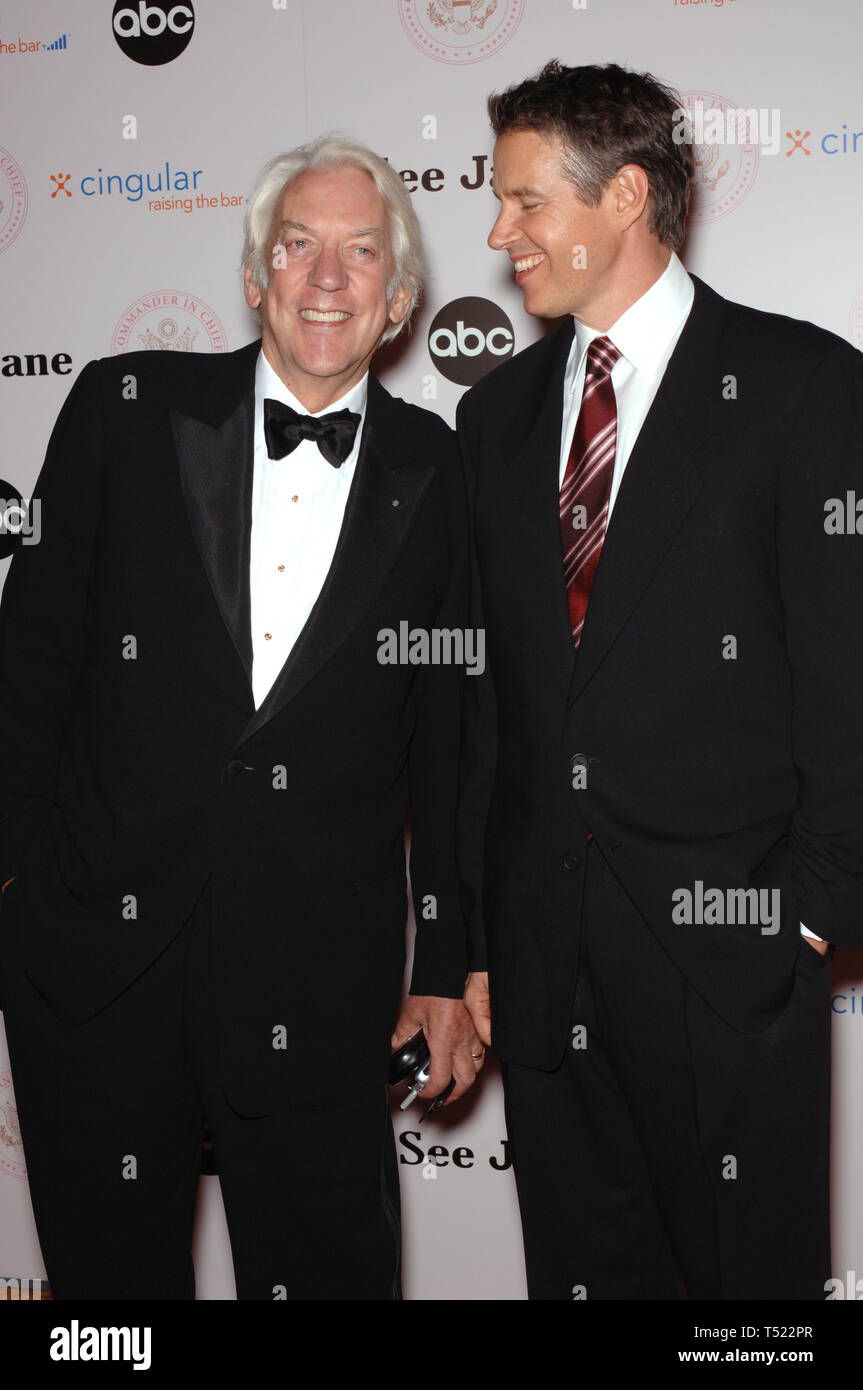 LOS ANGELES, CA. September 21, 2005: Actors DONALD SUTHERLAND (left) & KYLE SECOR at premiere ...