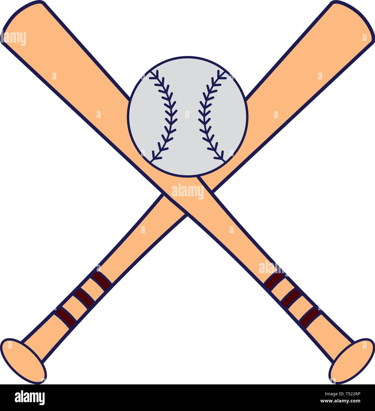 Vector crossed baseball bats ball Cut Out Stock Images & Pictures - Alamy