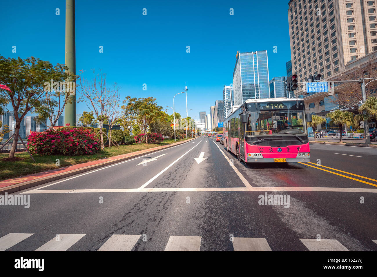 Architectures and street view of Fuzhou financial district Stock Photo ...