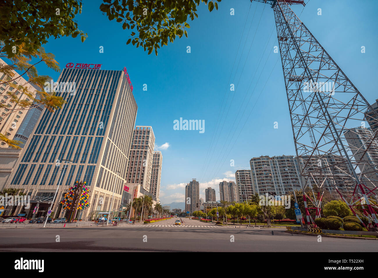 Architectures and street view of Fuzhou financial district Stock Photo ...