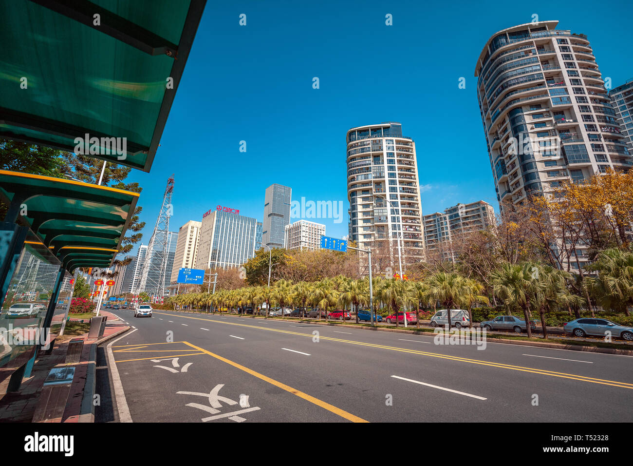 Architectures and street view of Fuzhou financial district Stock Photo ...