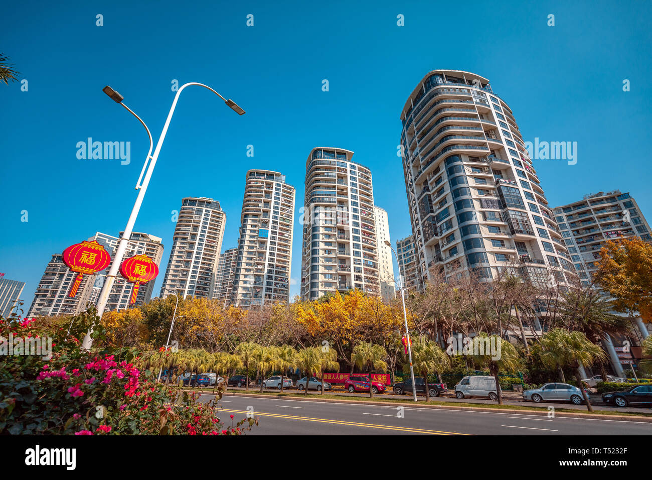 Architectures and street view of Fuzhou financial district Stock Photo ...