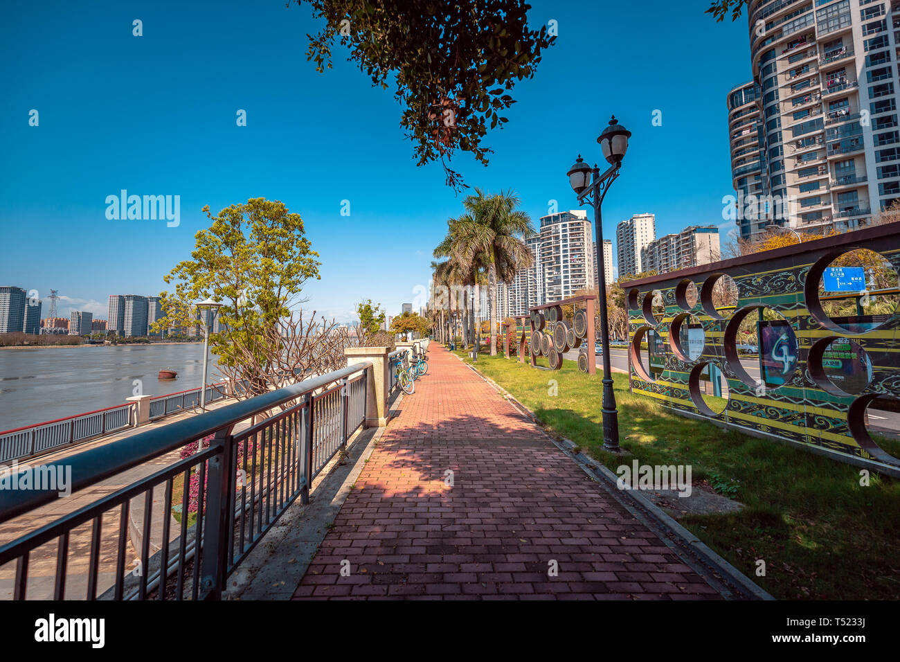 Architectures and street view of Fuzhou financial district Stock Photo ...
