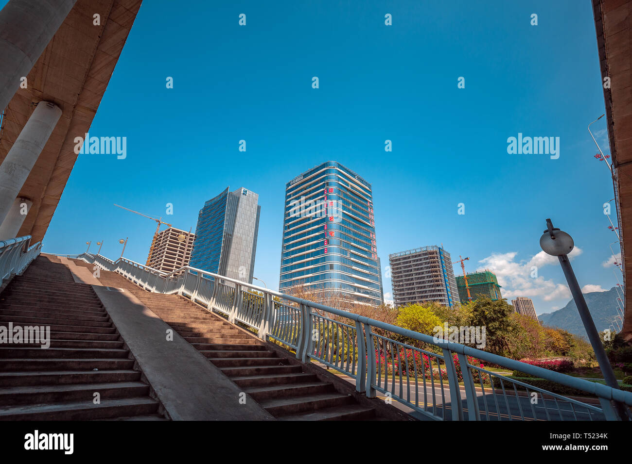 Architectures and street view of Fuzhou financial district Stock Photo ...