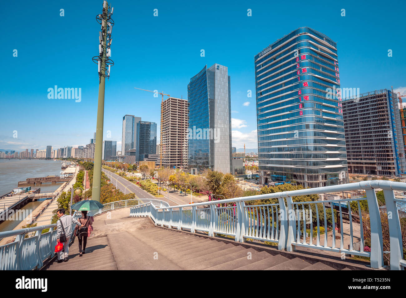 Architectures and street view of Fuzhou financial district Stock Photo ...