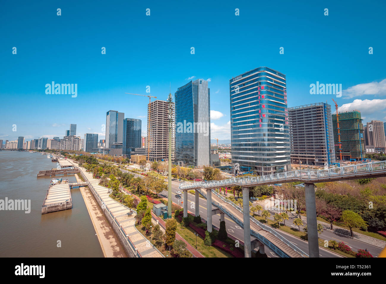 Architectures and street view of Fuzhou financial district Stock Photo ...
