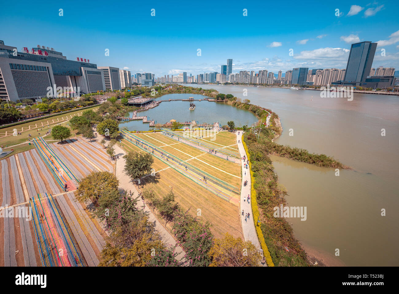Architectures and street view of Fuzhou financial district Stock Photo ...