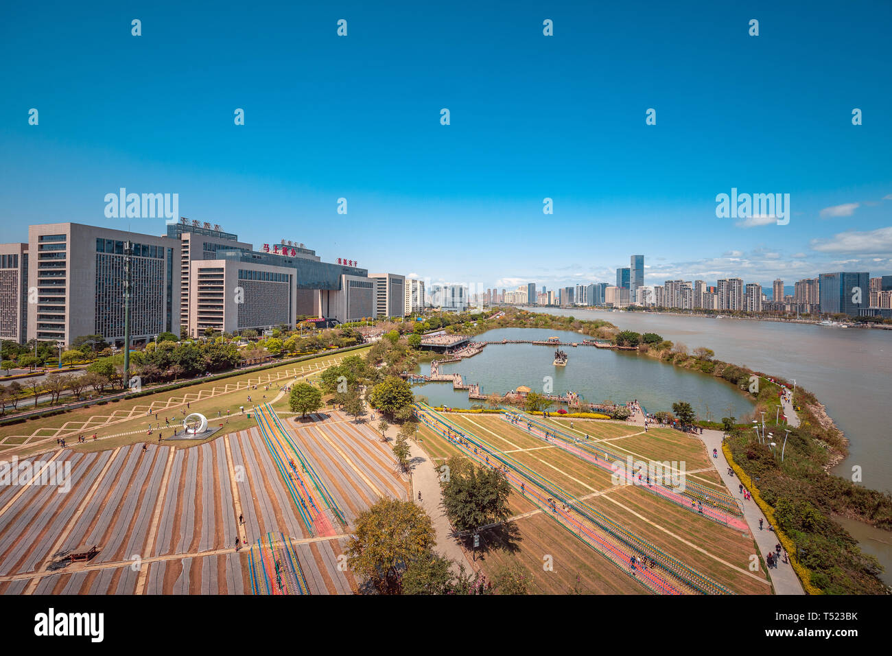 Architectures and street view of Fuzhou financial district Stock Photo ...