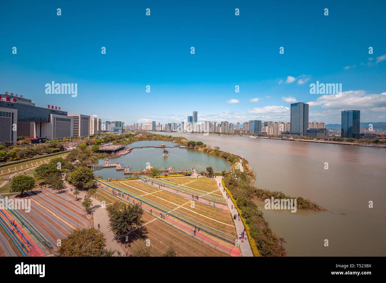 Architectures and street view of Fuzhou financial district Stock Photo ...