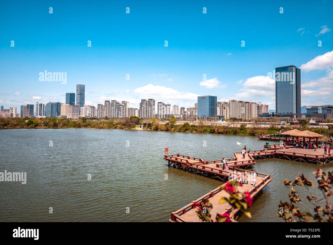 Architectures and street view of Fuzhou financial district Stock Photo ...