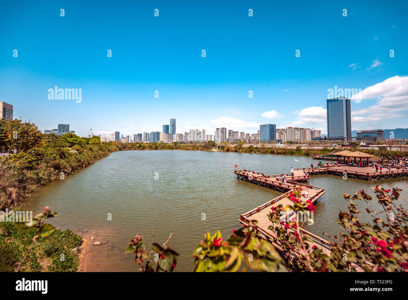 Architectures and street view of Fuzhou financial district Stock Photo ...
